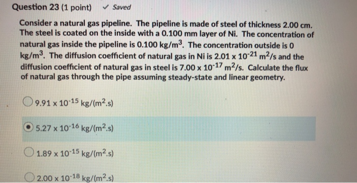 Solved Question 23 (1 point) Saved Consider a natural gas | Chegg.com