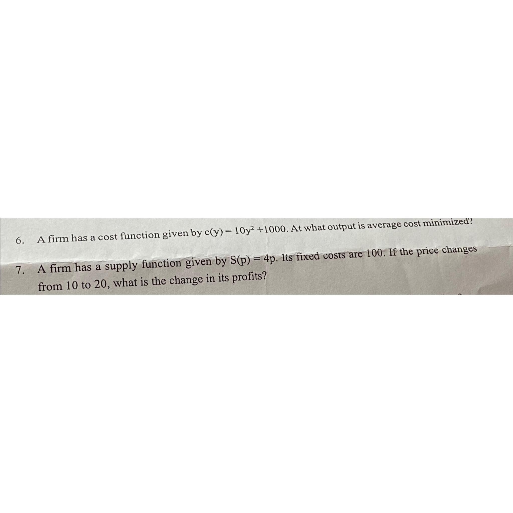 A firm has a supply function given by S(p)=4p. ﻿Its | Chegg.com