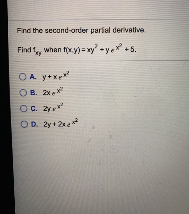 Solved Find the second-order partial derivative. Find fxy | Chegg.com