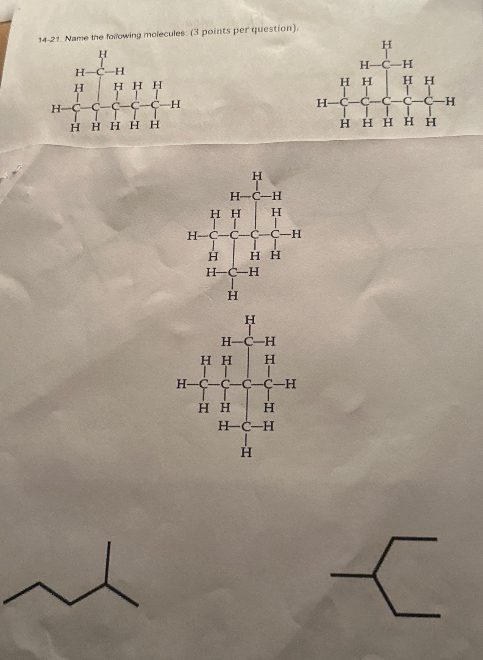 Solved Name the following molecules | Chegg.com