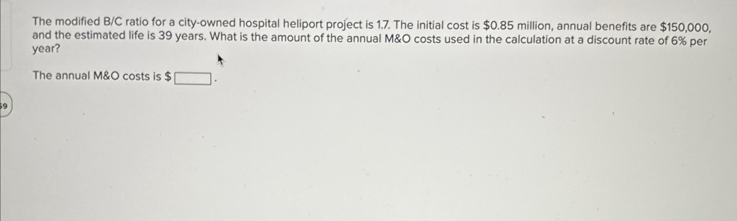 Solved The modified BC ﻿ratio for a city-owned hospital | Chegg.com