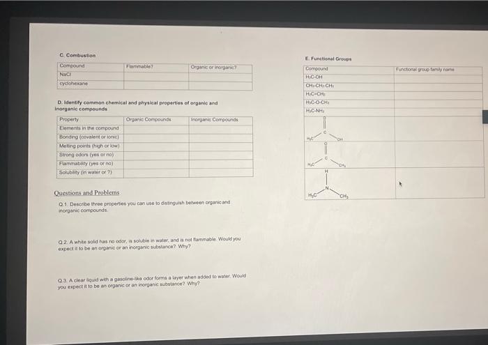 Solved Name: Date: Experiment #13: Properties of Organic | Chegg.com
