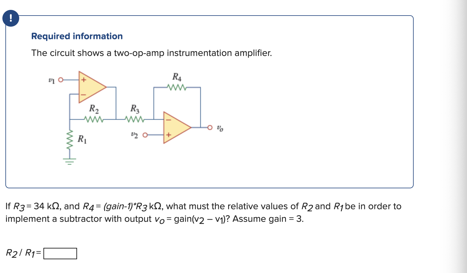 Solved !Required informationThe circuit shows a two-op-amp | Chegg.com