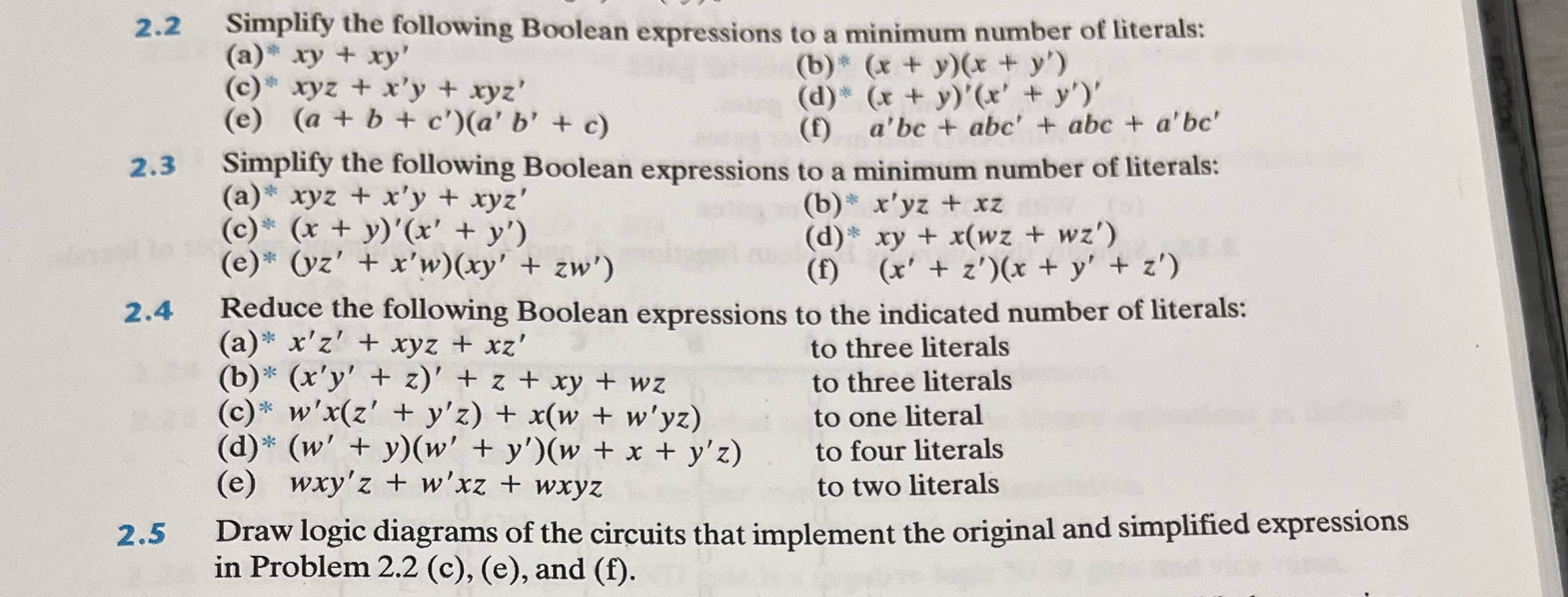 Solved Solve for 2.5, ﻿Draw logic diagrams of the circuits | Chegg.com