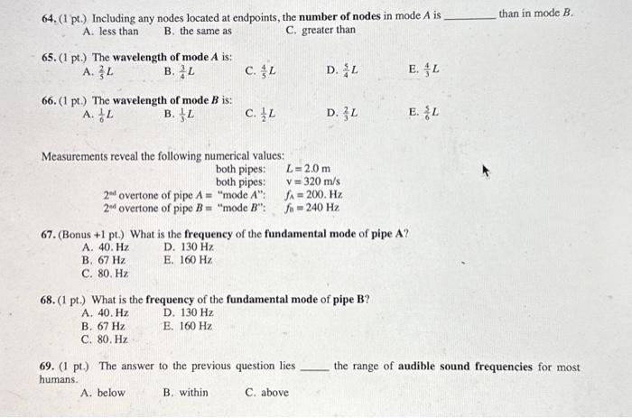 Solved Questions \#62-69: Two organ pipes have identical | Chegg.com