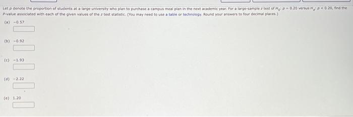 Solved A. value associated with each of the given values of | Chegg.com