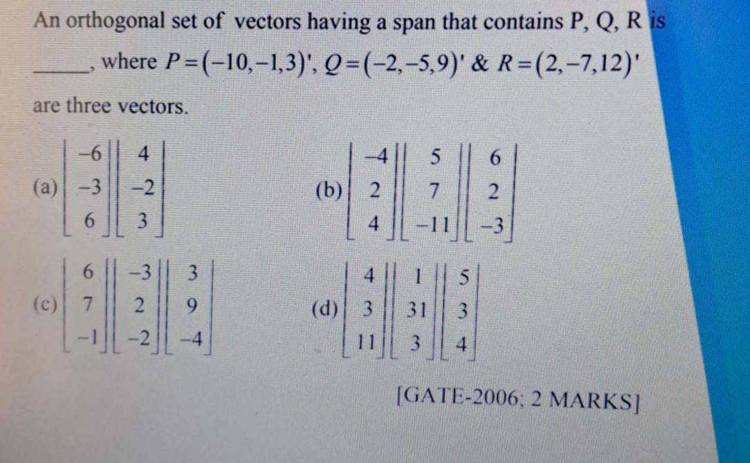 Solved An orthogonal set of vectors having a span that | Chegg.com