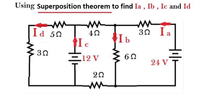 Solved Using Superposition theorem to find Ia, Ib , Ic and | Chegg.com