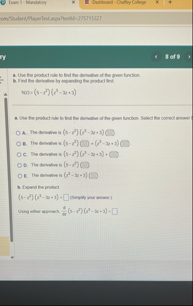 Solved Exam 1 - ﻿MandatoryDashboard - ﻿Chaffey | Chegg.com