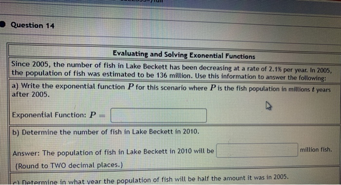 Solved Question 14 Evaluating and Solving Exonential | Chegg.com
