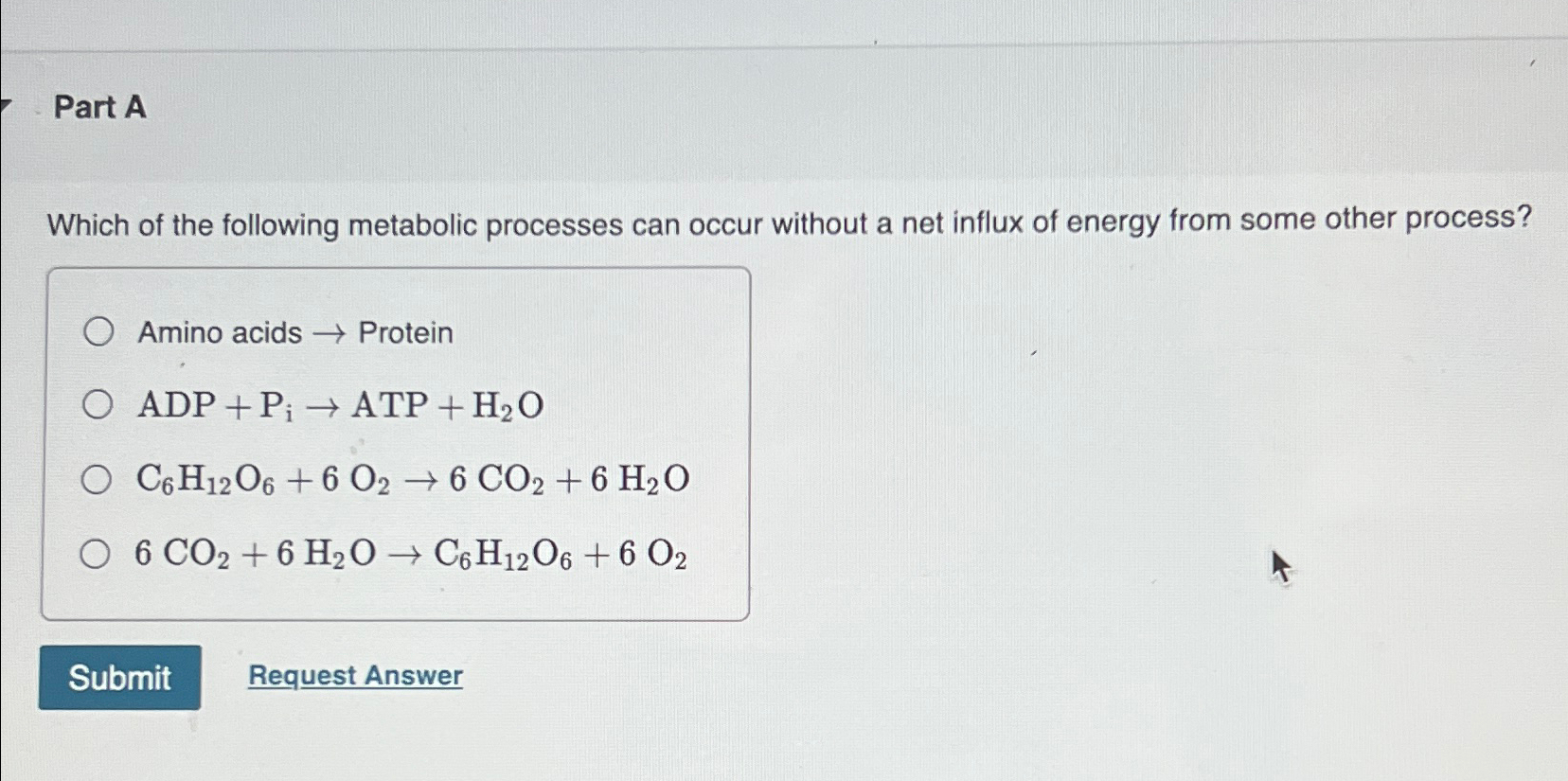 Solved Part AWhich of the following metabolic processes can | Chegg.com