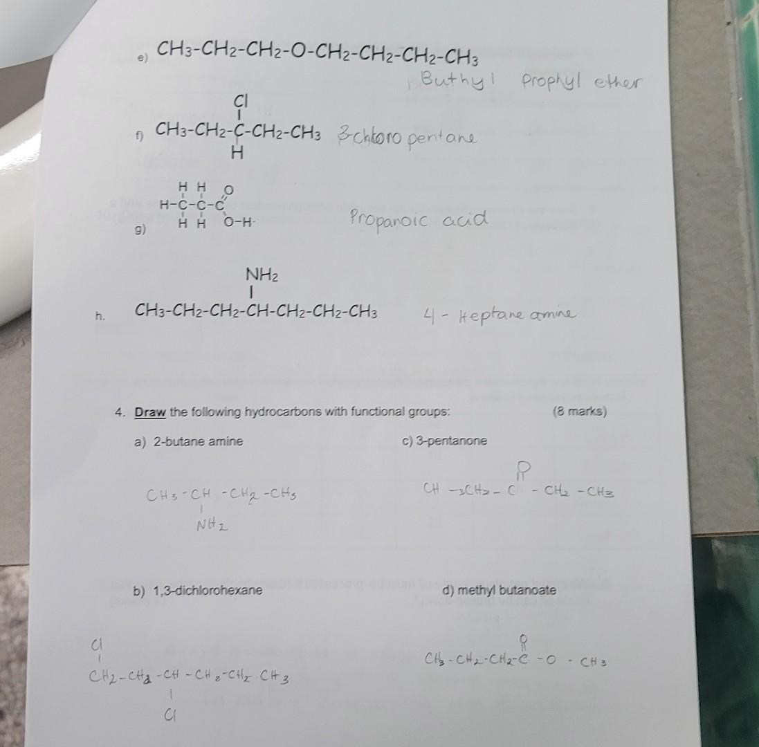Solved e) CH3-CH2-CH2-O-CH2-CH2-CH2-CH3 But hyl Prophyl | Chegg.com