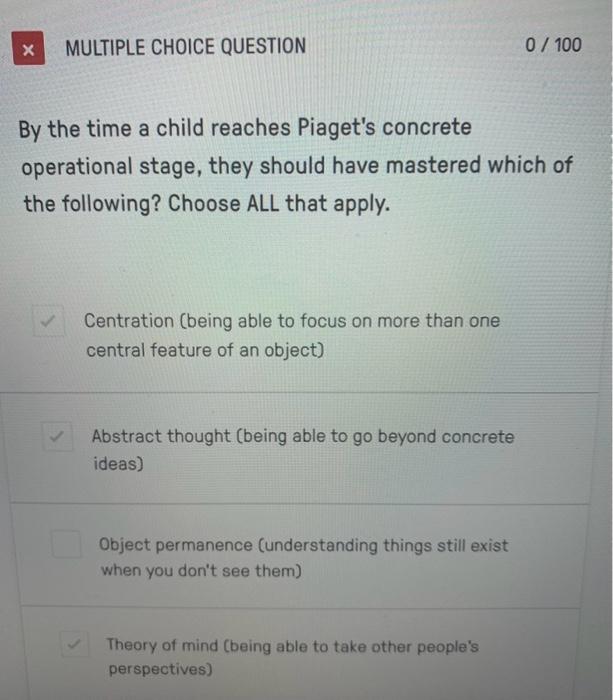 Solved MULTIPLE CHOICE QUESTION 0/100 By the time a child | Chegg.com