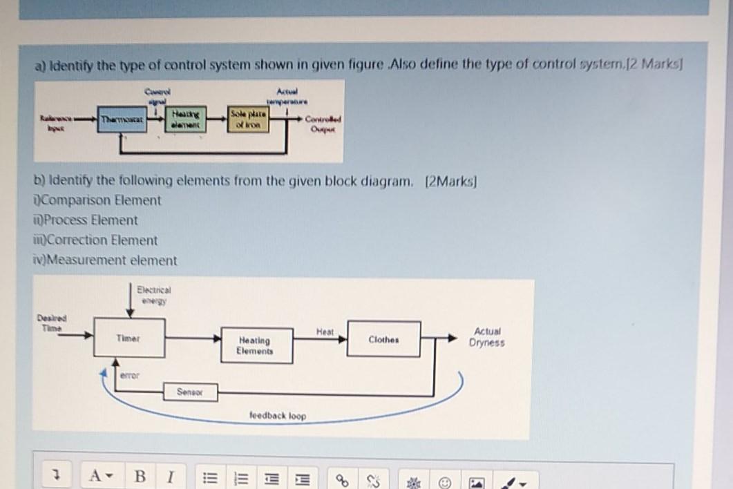 Solved a) Identify the type of control system shown in given | Chegg.com
