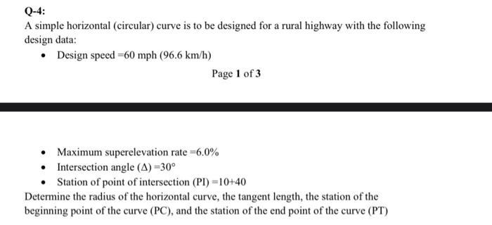 Solved Q-4: A simple horizontal (circular) curve is to be | Chegg.com