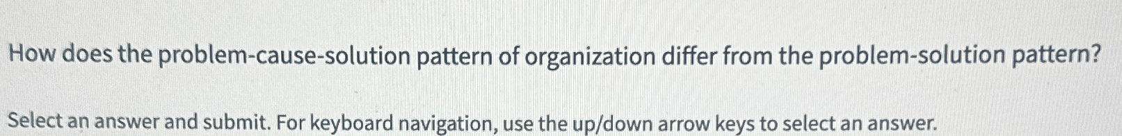 Solved How does the problem-cause-solution pattern of | Chegg.com