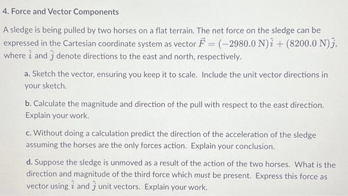 Solved 4. Force and Vector Components A sledge is being | Chegg.com