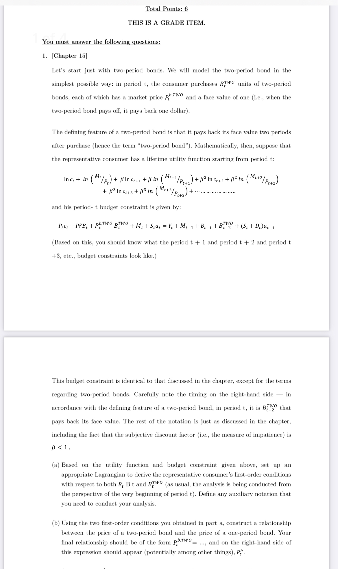Solved Total Points: 6THIS IS A GRADE ITEM.You must answer | Chegg.com