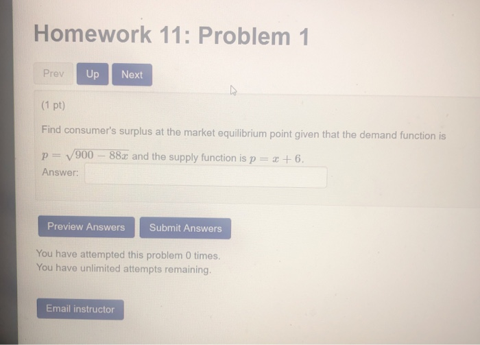 Solved Homework 11: Problem 1 Prev Up Next (1 pt) Find | Chegg.com Solved Homework 11: Problem 1 Prev Up Next (1 pt) Find | Chegg.com