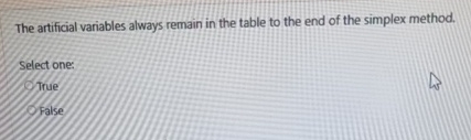 Solved The artificial variables always remain in the table | Chegg.com