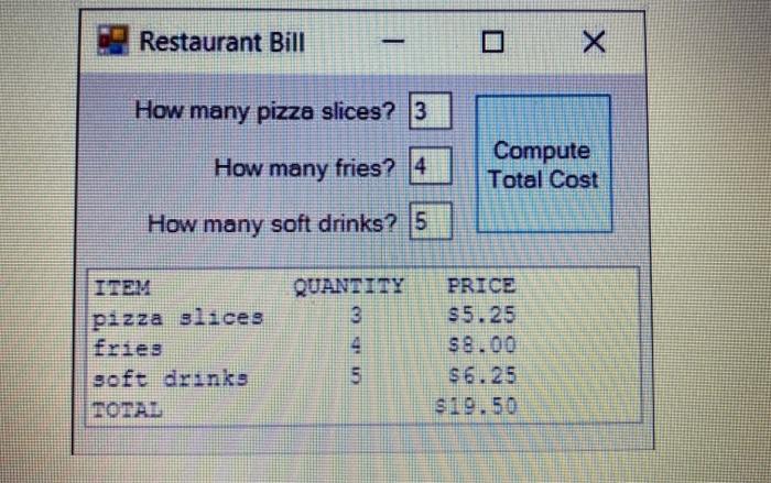Solved Restaurant Bill Х How many pizza slices? 3 How many | Chegg.com