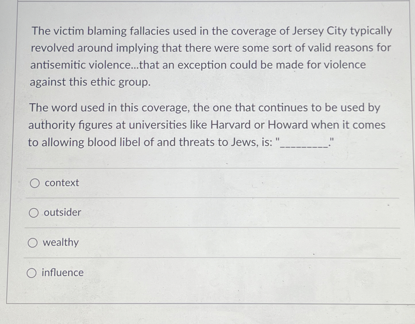 Solved The victim blaming fallacies used in the coverage of | Chegg.com