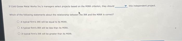 Solved 9. Modified internal rate of return (MIRR) The IRR | Chegg.com