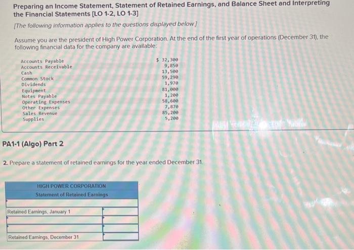 Solved Preparing an Income Statement, Statement of Retained | Chegg.com