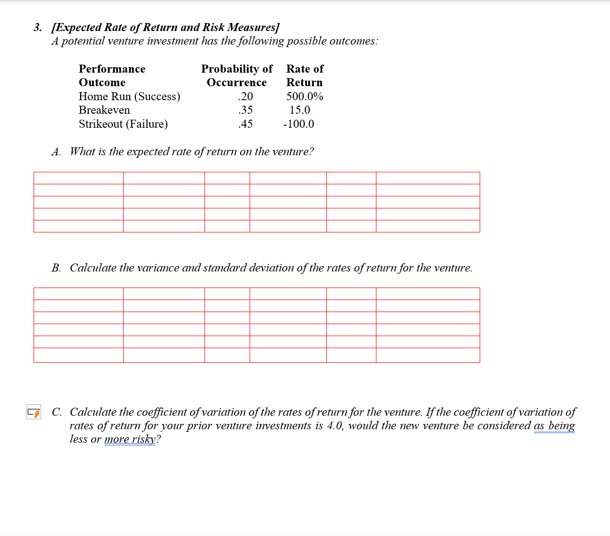 Solved [Expected Rate of Return and Risk Measures]A | Chegg.com