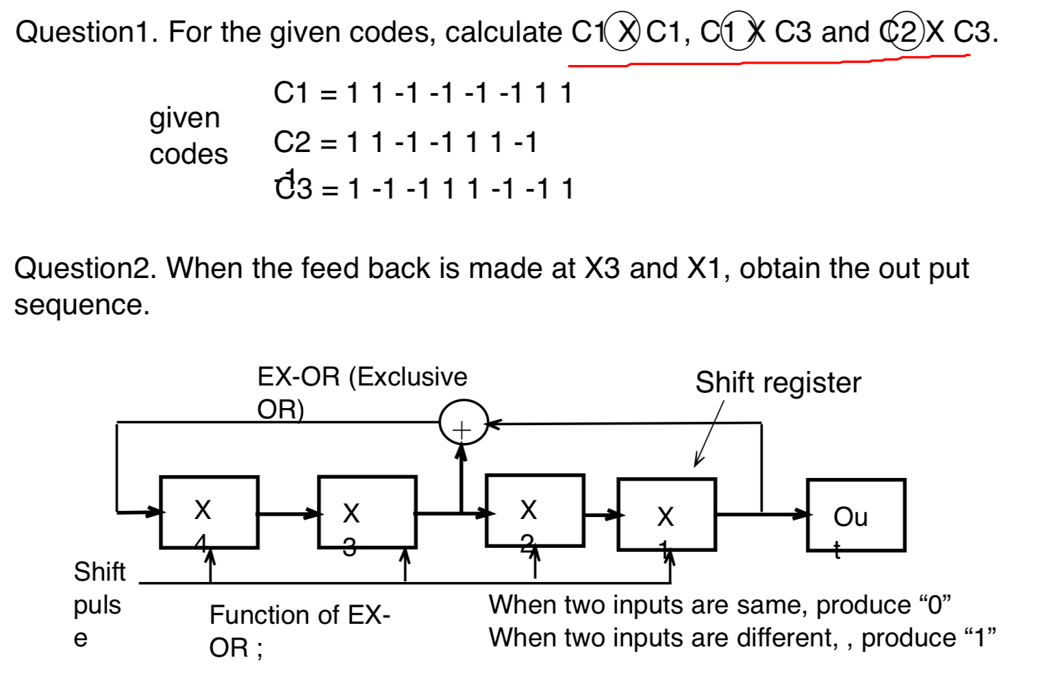 Solved Question1. ﻿For the given codes, calculate and | Chegg.com