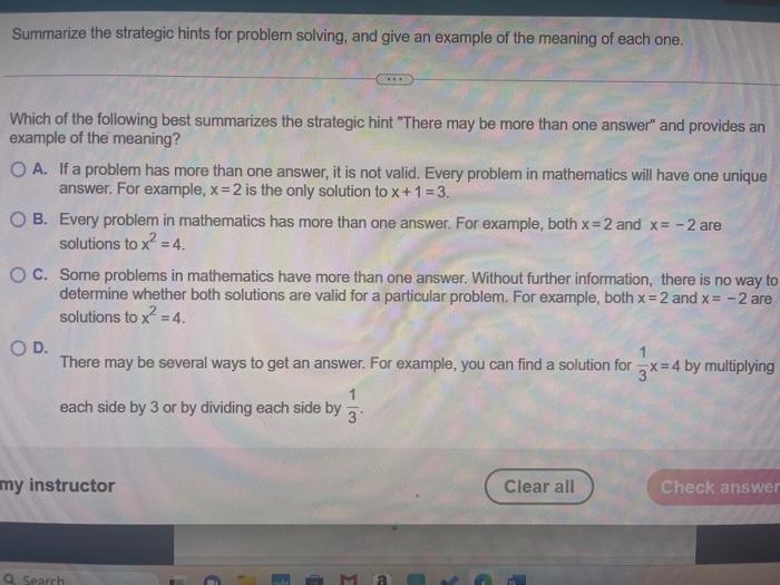 Solved Summarize the strategic hints for problem solving, | Chegg.com