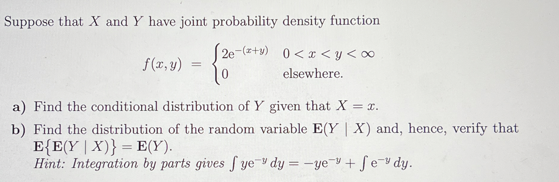 Solved Suppose that x ﻿and Y ﻿have joint probability density | Chegg.com
