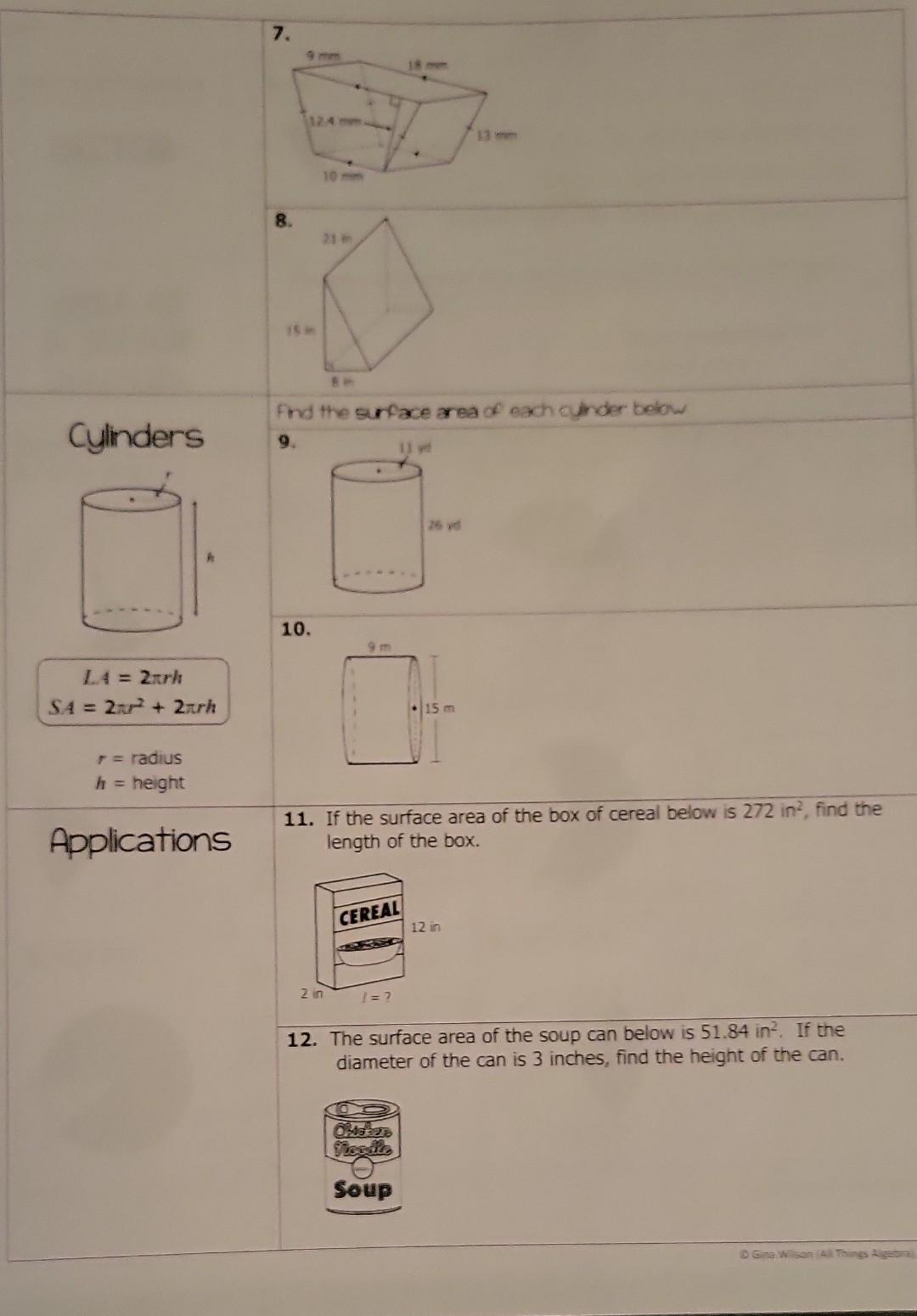 Solved Find the surface area of each rectangular prism | Chegg.com
