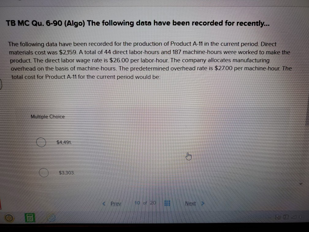 Solved TB MC Qu. 6-90 (Algo) The following data have been | Chegg.com