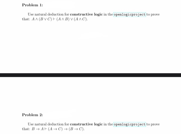 Solved Problem 1: Use natural deduction for constructive | Chegg.com