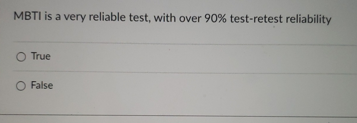 Solved MBTI is a very reliable test, with over 90% | Chegg.com