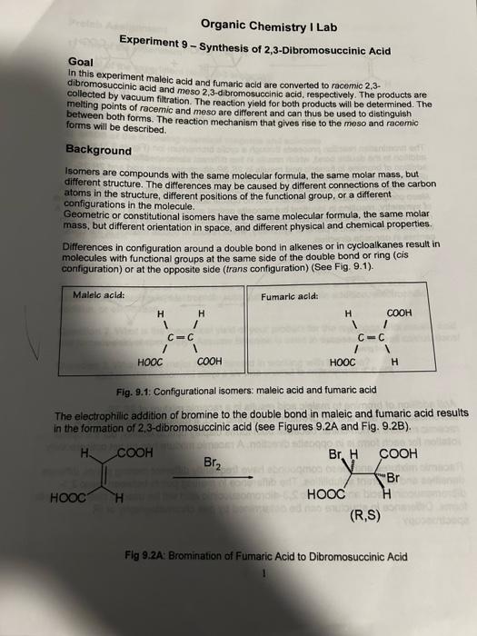 Solved Organic Chemistry I Lab Experiment 9-Synthesis of | Chegg.com