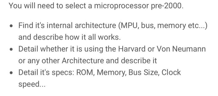 Solved You will need to select a microprocessor pre-2000. - | Chegg.com