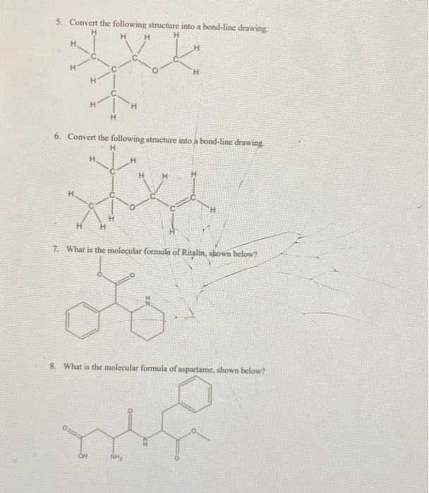 Solved 5. Convert the following structure into a bond-line | Chegg.com