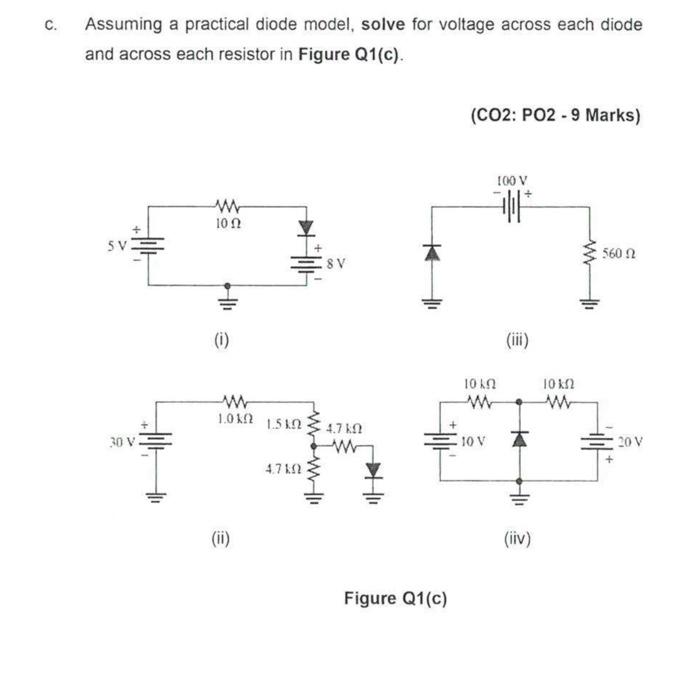 Solved Assuming a practical diode model, solve for voltage | Chegg.com