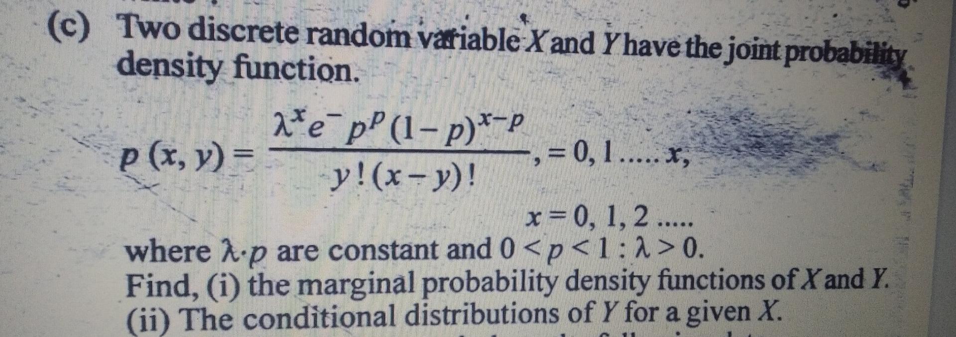 Solved Two discrete random variable X and Y have the joint | Chegg.com