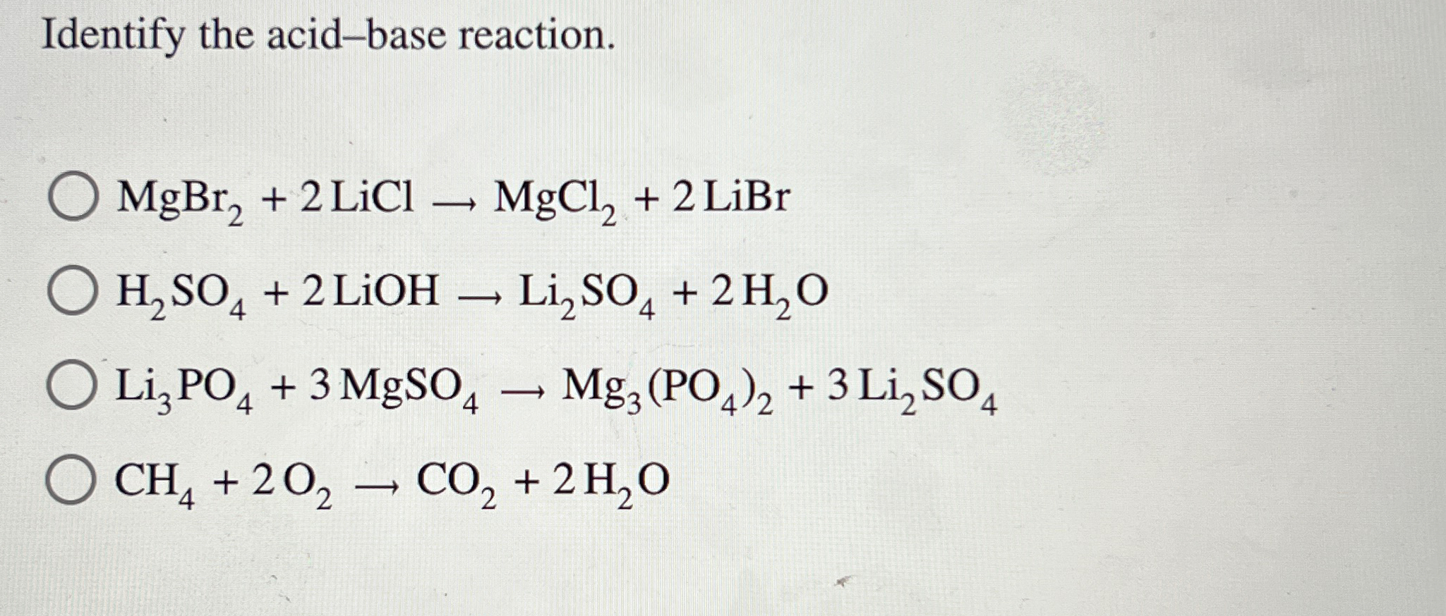 Solved Identify the acid-base | Chegg.com