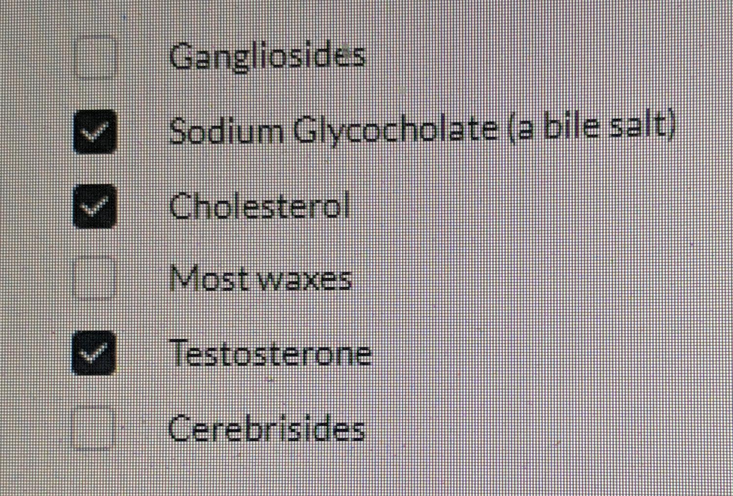 Solved Gangliosides Sodium Glycocholate (a bile salt) | Chegg.com