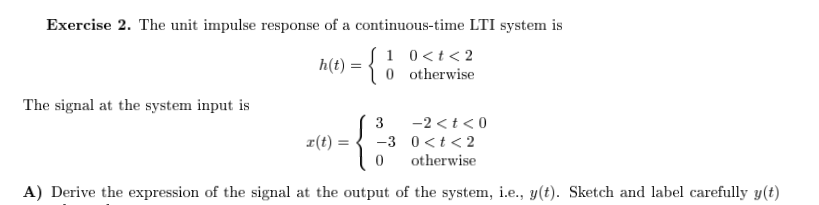 Solved Exercise 2. ﻿The unit impulse response of a | Chegg.com