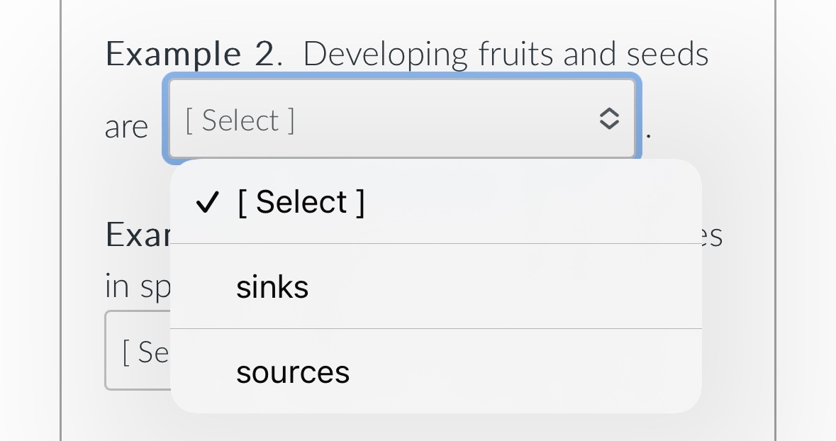 Solved Example 2. ﻿Developing fruits and seeds are | Chegg.com
