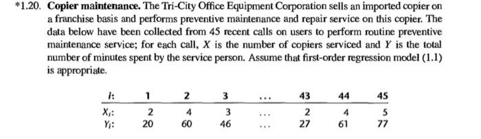 Solved 4.16. Refer to Copier maintenance Problem 1.20. | Chegg.com