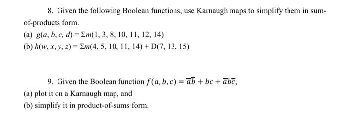 Solved pleass solve the Boolean and Karnaugh mapsGiven the | Chegg.com