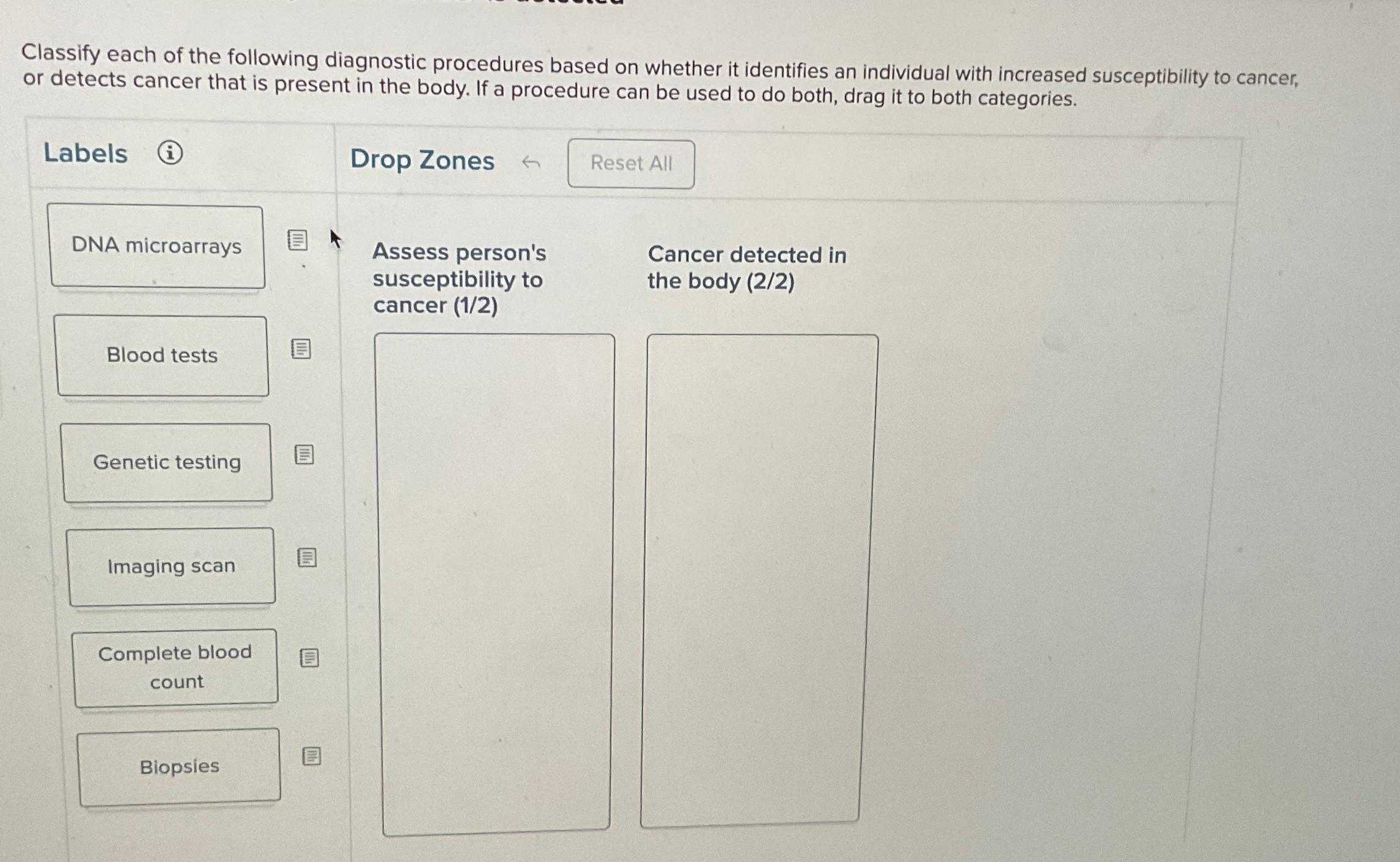 Solved Classify each of the following diagnostic procedures | Chegg.com