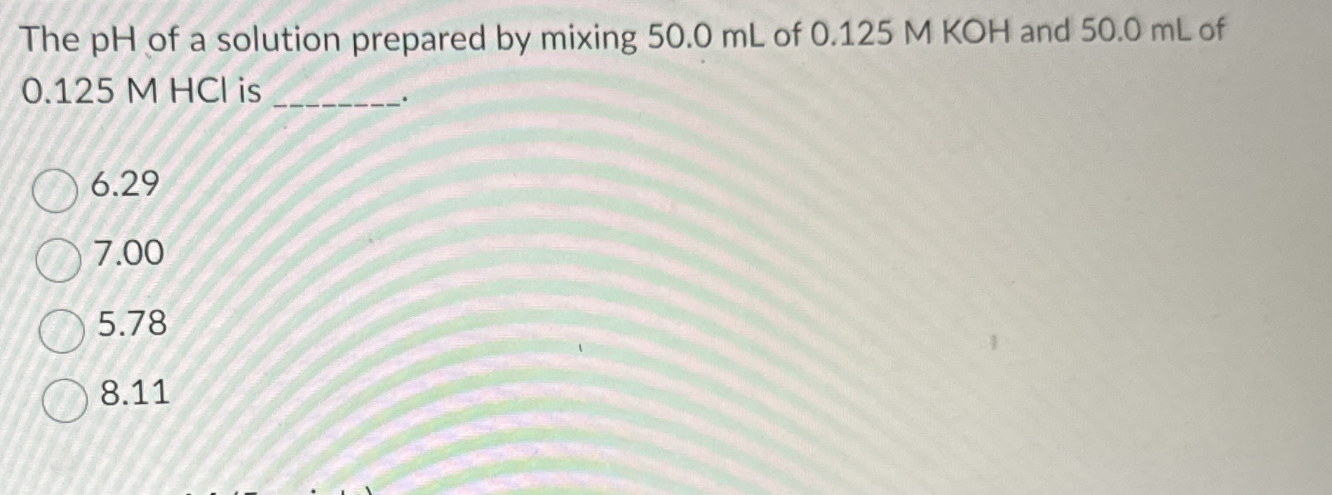 Solved The pH of a solution prepared by mixing 50.0 ﻿mL of | Chegg.com