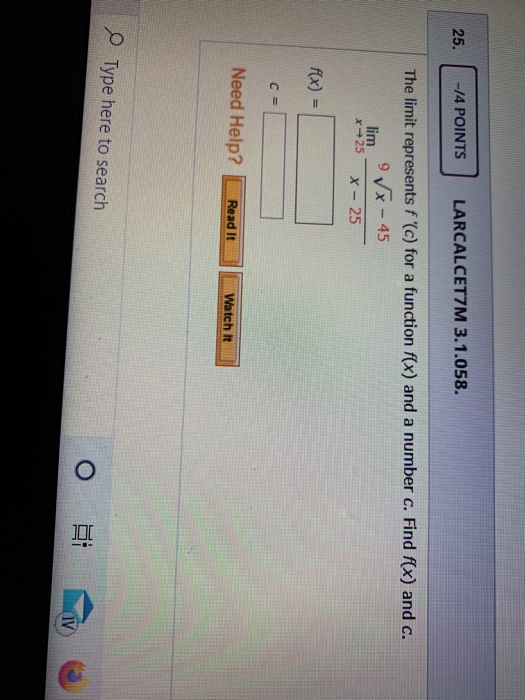 Solved 22. 3/4 POINTS | PREVIOUS ANSWERS LARCALCET7M | Chegg.com